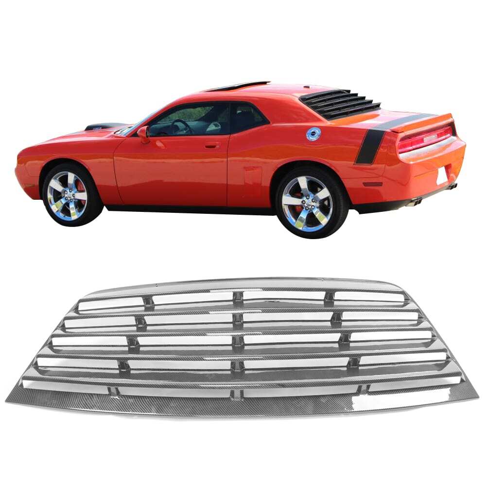 Window Louver Compatible With 2008-2023 Dodge Challenger, IKON Style Carbon Fiber Print Rear ...