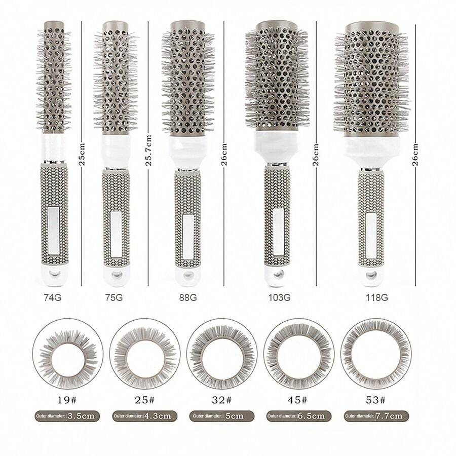 1pc Ceramic Comb Air Styling Round Cylinder Hair Brush With Aluminum ...