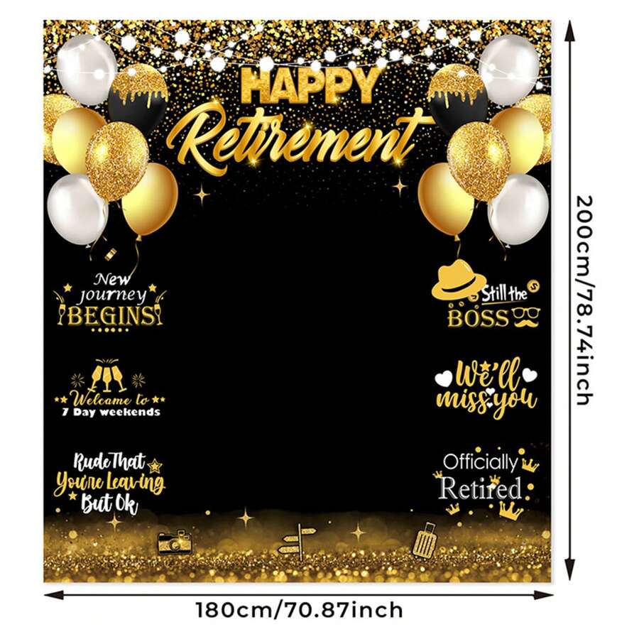 Happy Retirement Backdrop Royal Blue Backdrops For Photography Golden ...