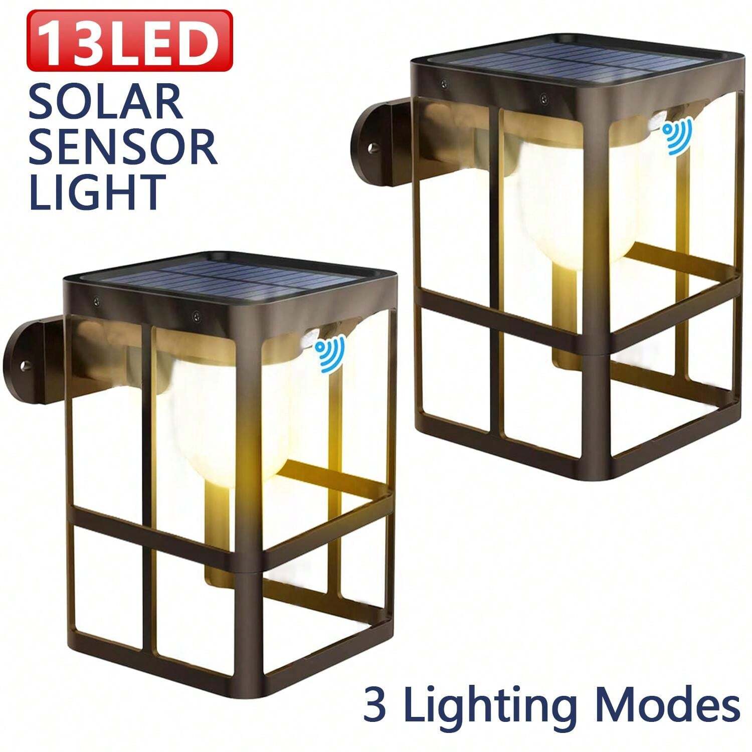 1/2 Pack Of 13LED Square Solar Lights With Human Body Sensing Light ...