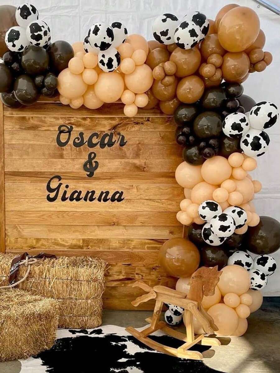 96pcs Cow Balloons Garland Arch Kit With Pink Ivory Cow Print Balloon ...