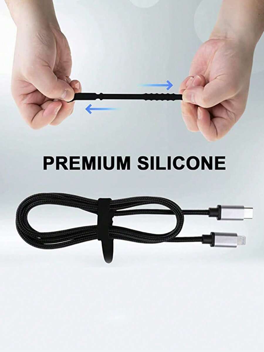 5 Long + 5 Short Black Silicone Fishbone Cable Ties, Cord Organizers ...