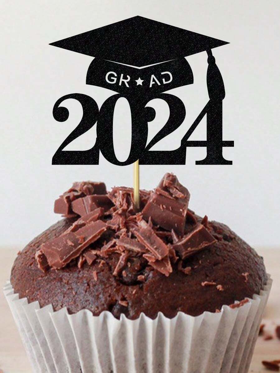 12 pacotes de glitter 2024 tampa de formatura cupcake toppers tampa de ...