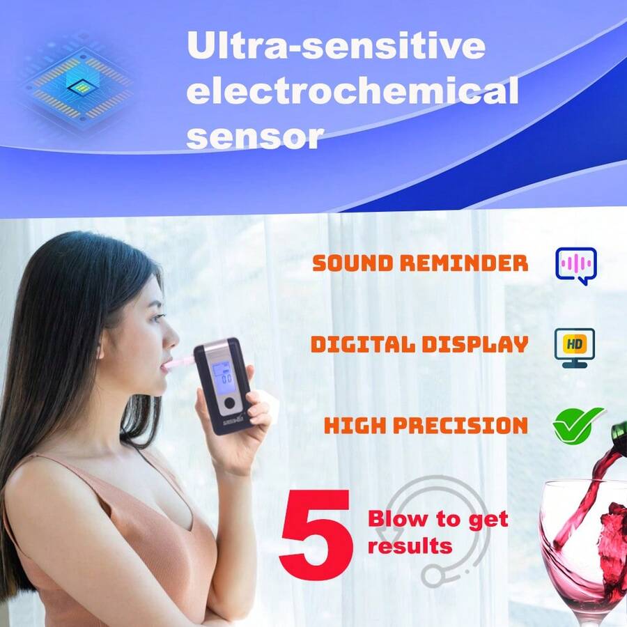 1pc Electrochemical Alcohol Tester, Portable Breathalyzer ...