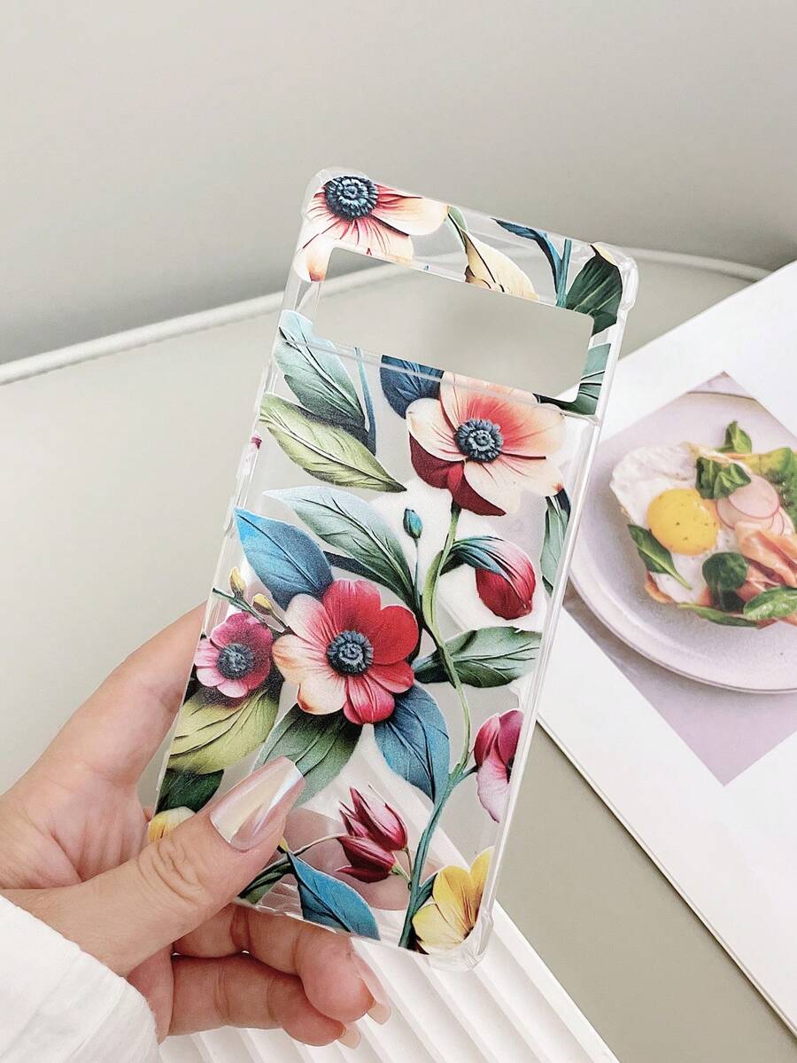 Flower 1pc Simple And Transparent TPU Case With Four Reinforced Corners ...