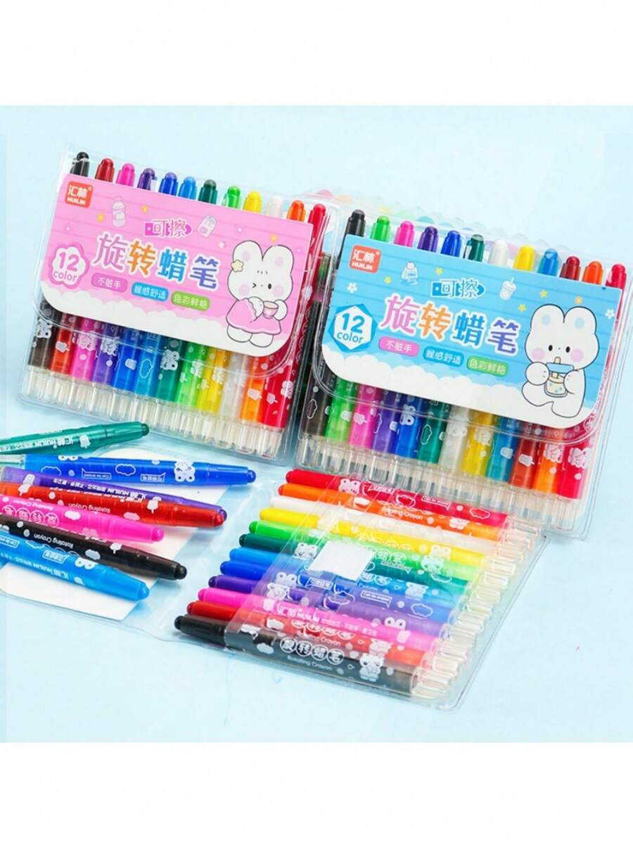 12-Piece Student Safe Oil Pastel Art Kit, Twisted Crayons, And Safe ...