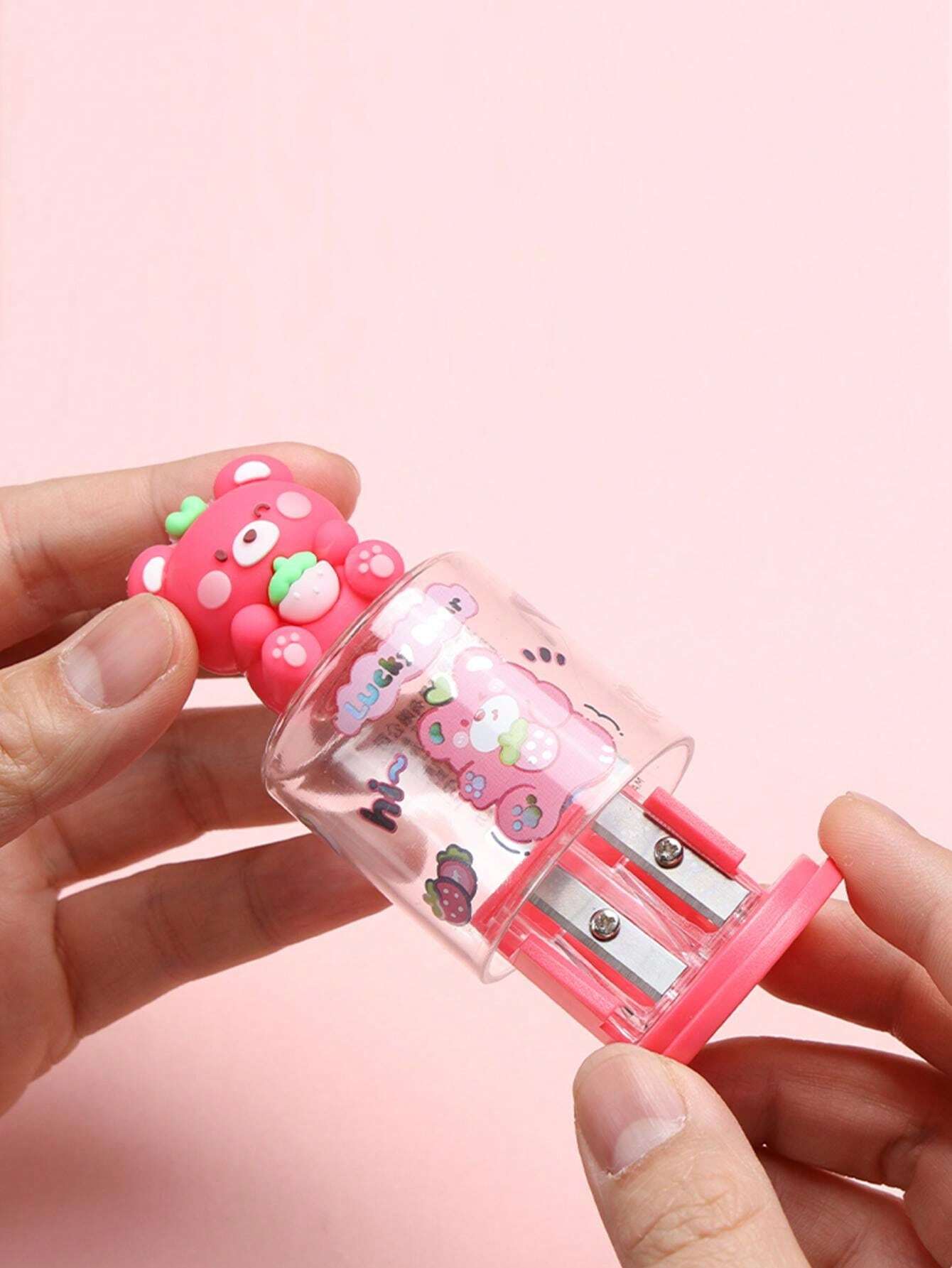 3D Cartoon Double Hole Pencil Sharpener With Silicone Decoration, Small ...