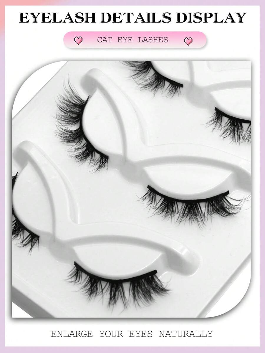 Cat Eye Eyelashes 3 Pairs Fox Eye Fake Eyelashes Faux Mink Lashes ...
