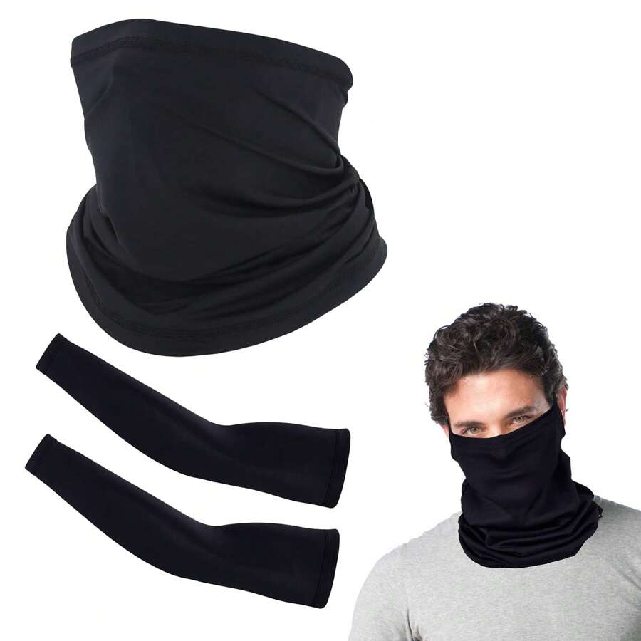 BTCUV Protection Neck Gaiter Sun Arm Sleeves Set, Cooling Face Neck ...