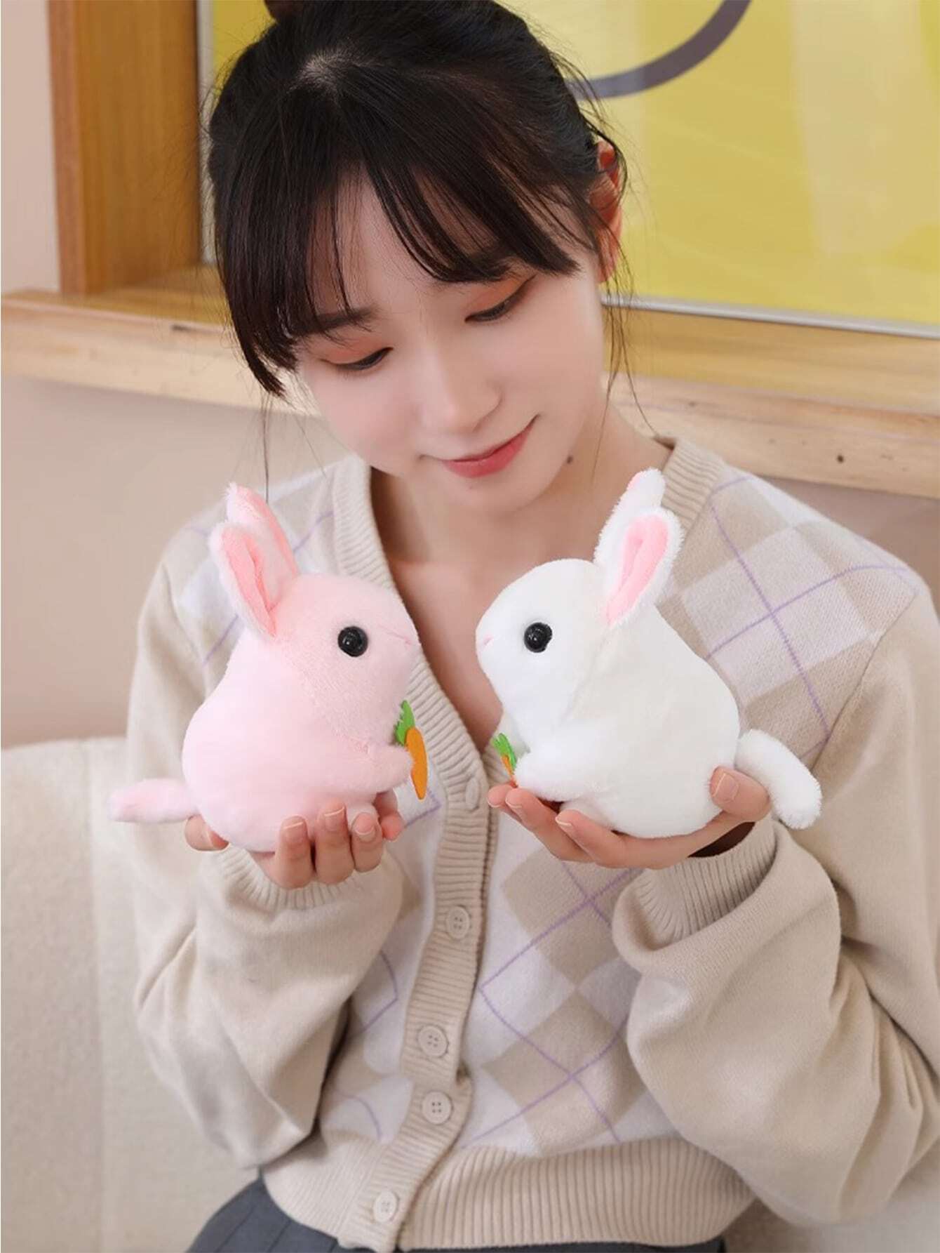 1pc Plush Toy Pull String Animal With Wagging Tail Hamster/Rabbit Pull ...