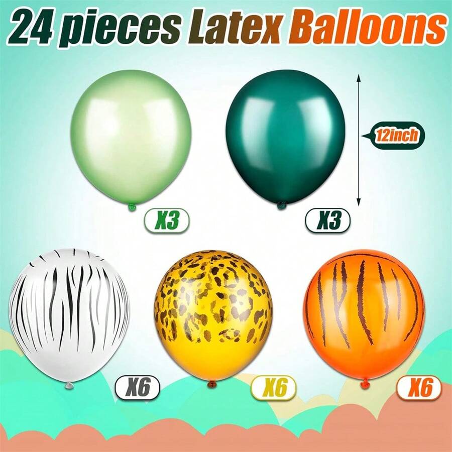 24 Pieces Jungle Balloons 12 Inch Jungle Safari Balloons Animal Print ... 24 Pieces Jungle Balloons 12 Inch Jungle Safari Balloons Animal Print ...