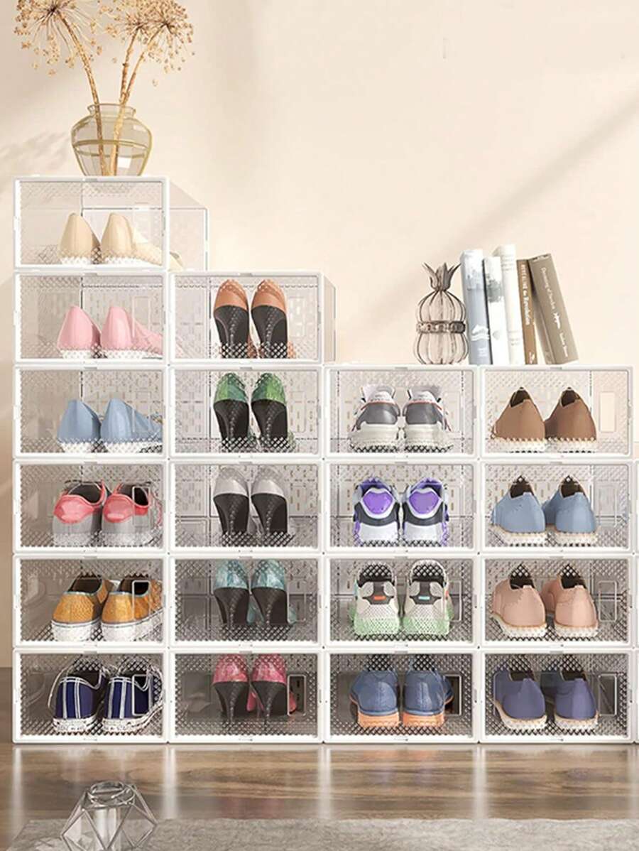 6 Pack Shoe Boxes Clear Plastic Stackable, Shoe Organizer Box For ...
