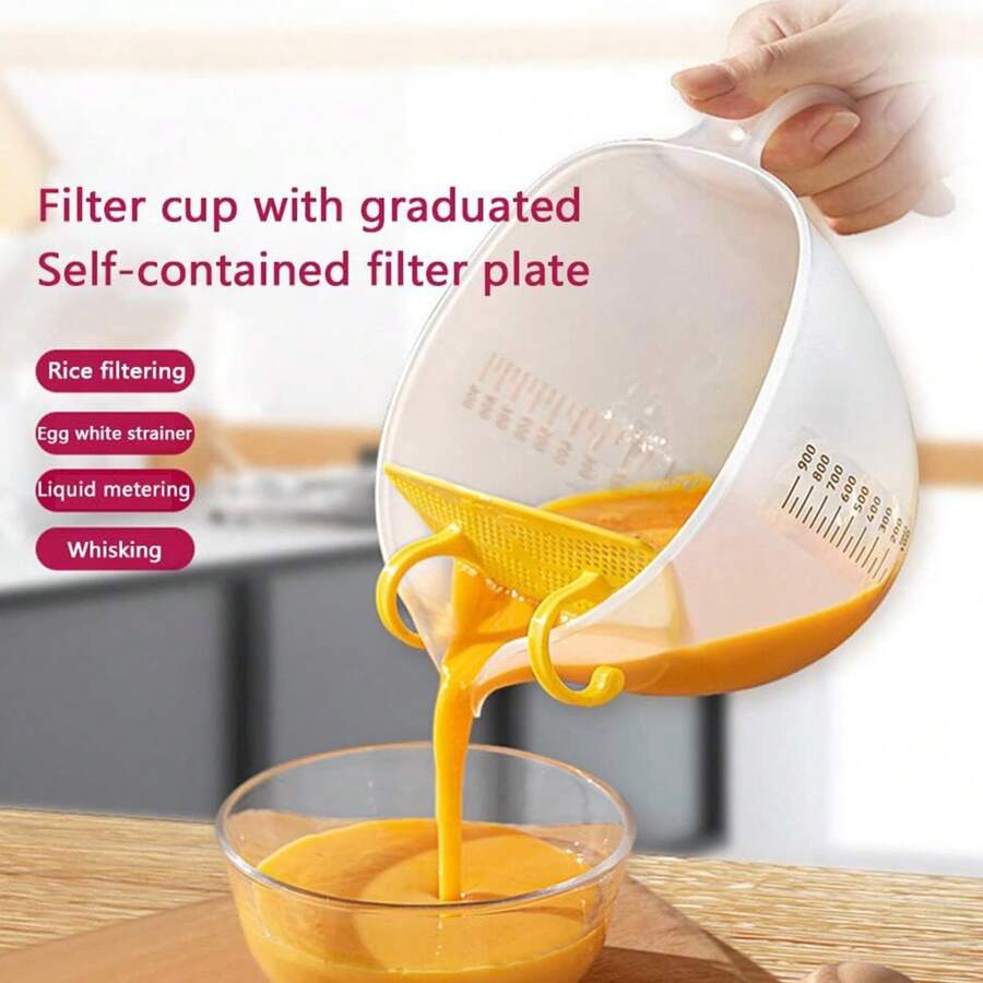 Mixing Bowls With Handle, Egg Beating Bowl With Pour Spout And Filter ...
