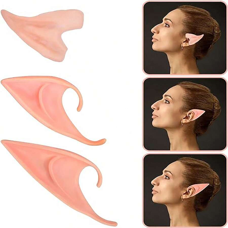 3 Pairs Latex Ears Pixie Fairy Ear Soft Pointed Goblin Ears Alien Elven Prosthetic Ears Dress Up ...