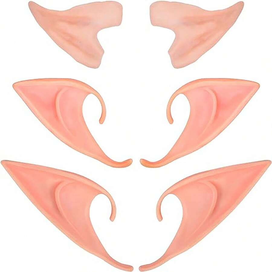 3 Pairs Latex Ears Pixie Fairy Ear Soft Pointed Goblin Ears Alien Elven Prosthetic Ears Dress Up ...