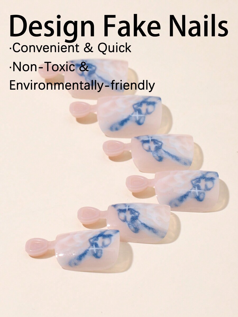 Press On Toenails Glossy Fake Toenails Lue Glue On Toenails Blue Smudge ...