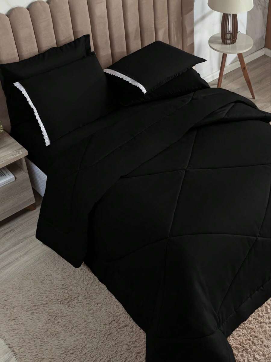 Kit de Edredom Cama de Casal Queen Dupla Face 06 Peças Super Quentinho ...