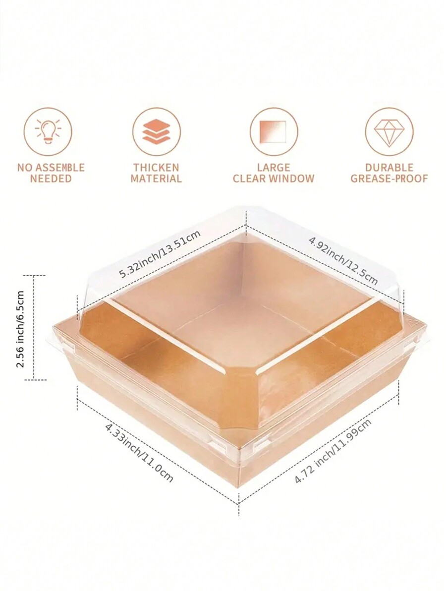 Pack Of 10, Square Food Packaging Boxes, Suitable For Sandwiches, Fried ...