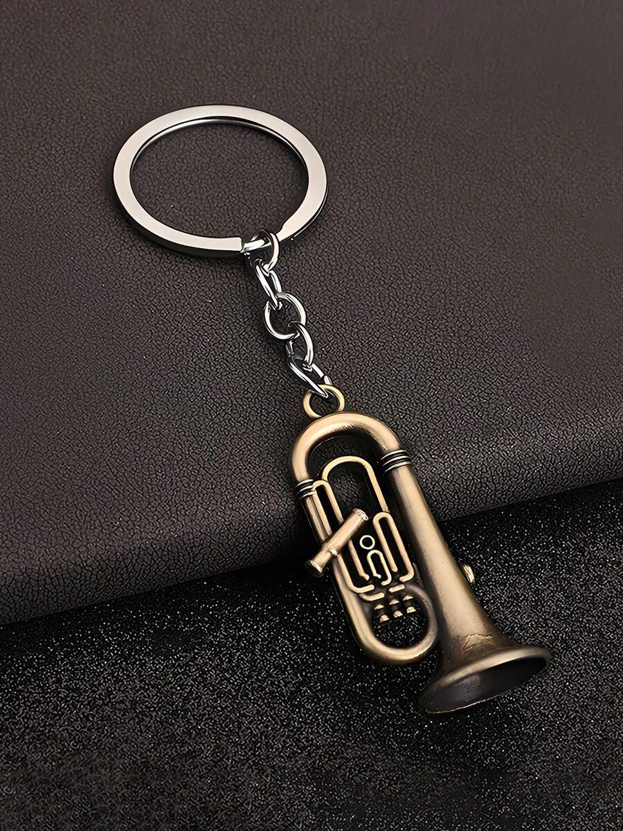 1pc Miniature Bohemian-Style Dopamine Saxophone Shaped Metal Keychain ...
