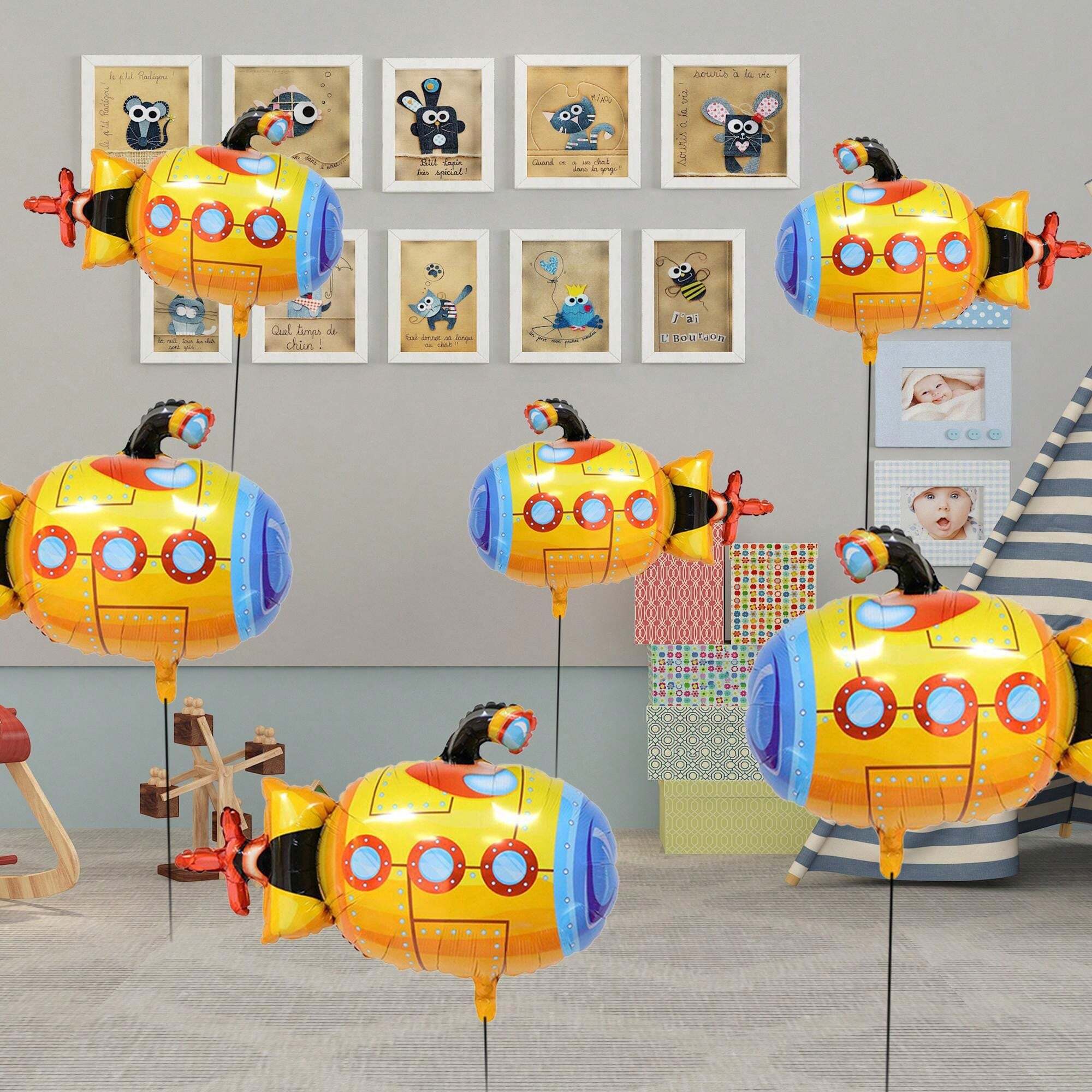 6 Pcs Yellow Submarine Balloon Set With Unique Shape And Realistic ...
