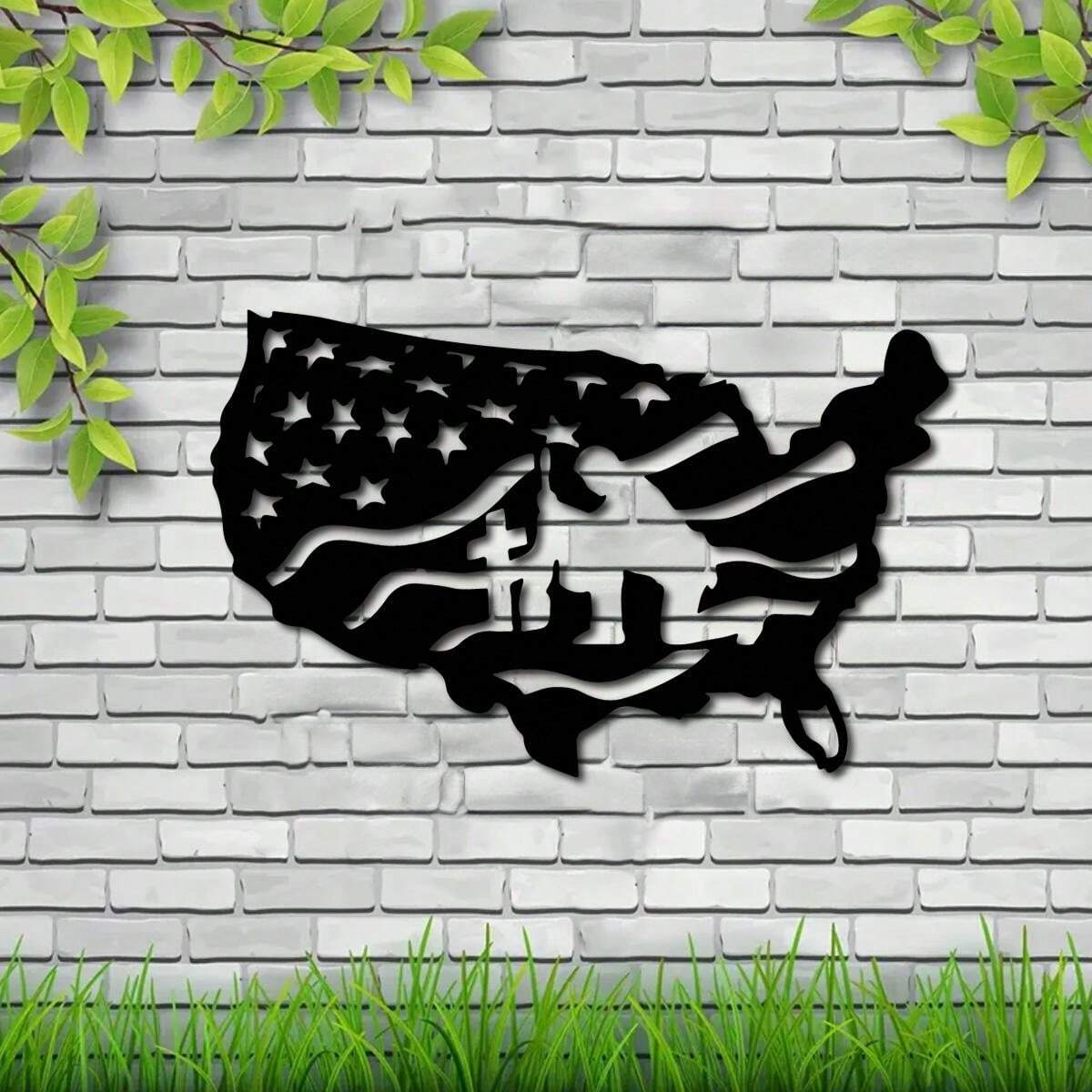 1 Pcs American Flag Metal Wall Art, Armory Sign, Soldier Kneeling At ...