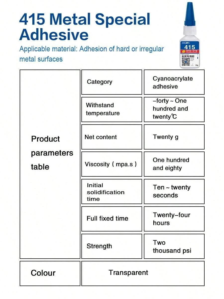 1PC 415 Metal Specific Adhesive,415glue, Instant Drying Adhesive, High ...