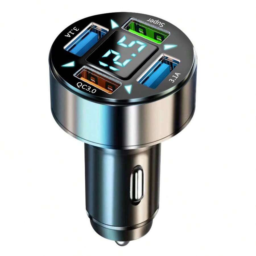 شاحن سيارة سريع متعدد الوظائف ب 4 منافذ Usb ومنافذ الإضاءة ونوع C