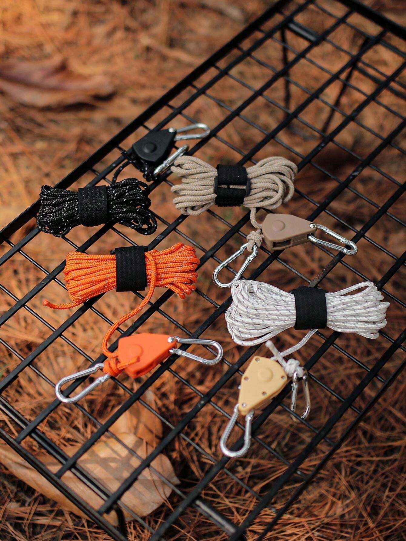 1pc 6MM*5M Outdoor Pulley Adjuster Tent Fixing Tool Metal Elevator ...