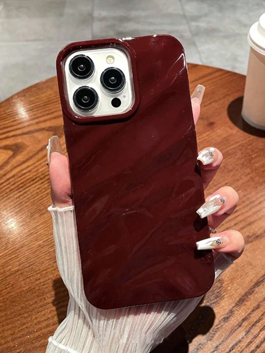 Burgundy Apple Minimalist 3D Wavy Pattern Soft Phone Case Compatible ...