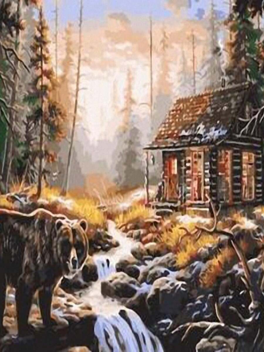 Paint By Numbers | Bear At Cabin | SHEIN USA