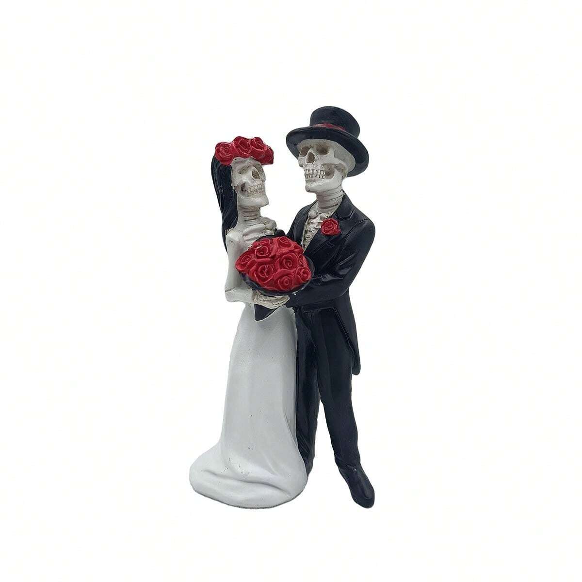 Wedding Skeleton Couple Figurine, Gothic Lovers Romantic Bride & Groom ...