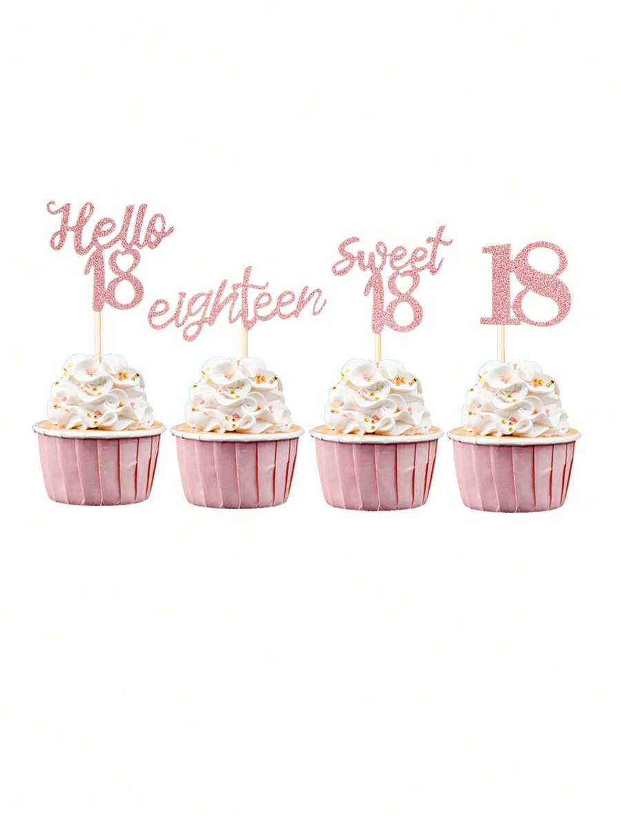 24pcs 18th Birthday Cupcake Toppers Sweet 18 Cake Toppers Hello 18 ...