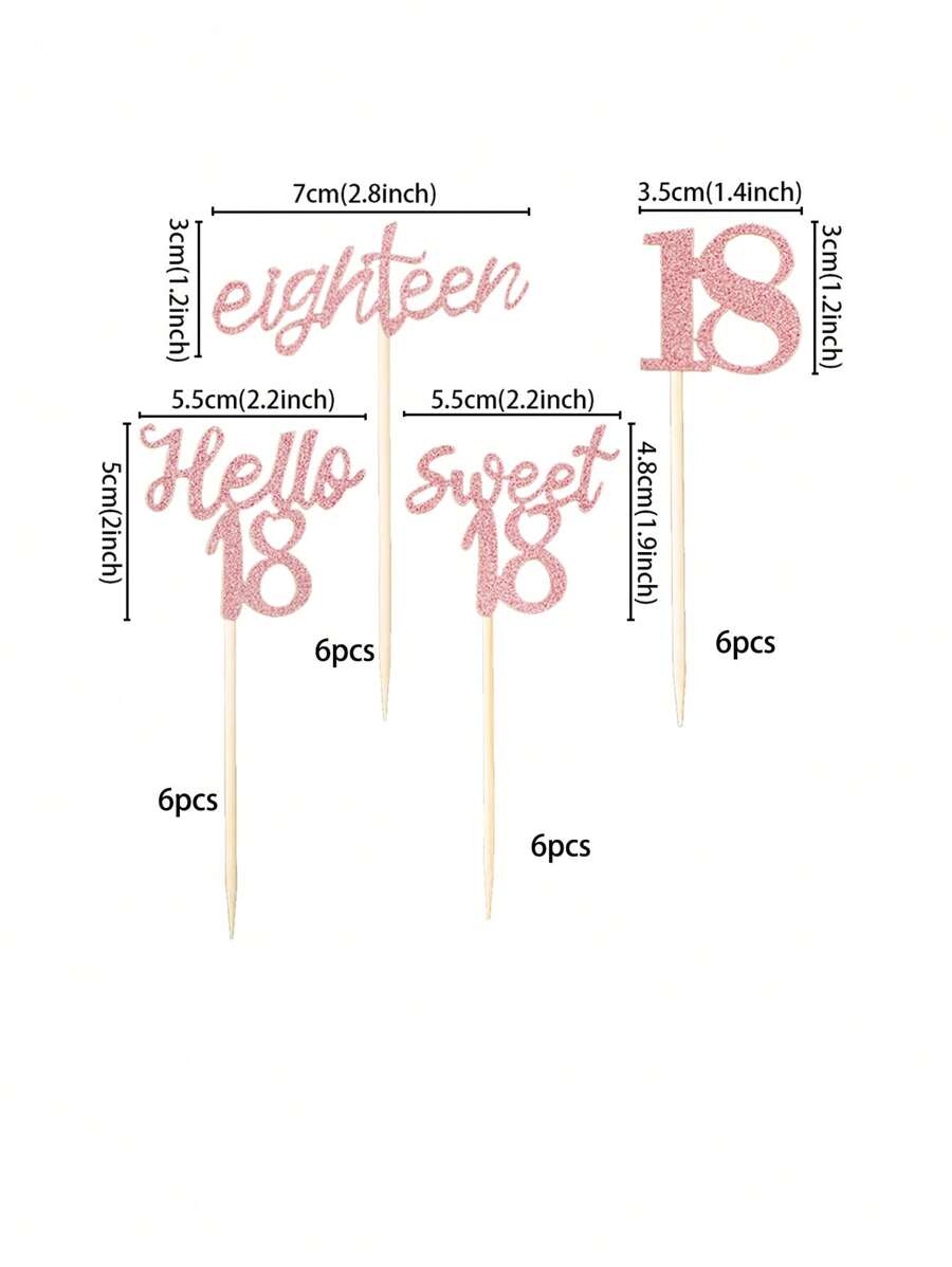 24pcs 18th Birthday Cupcake Toppers Sweet 18 Cake Toppers Hello 18 ...