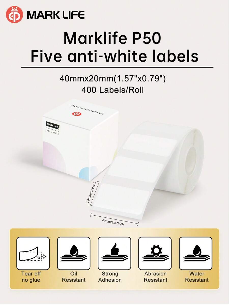 Marklife White Thermal Label Paper 1.57inch X 0.79inch(40mm X 20mm ...
