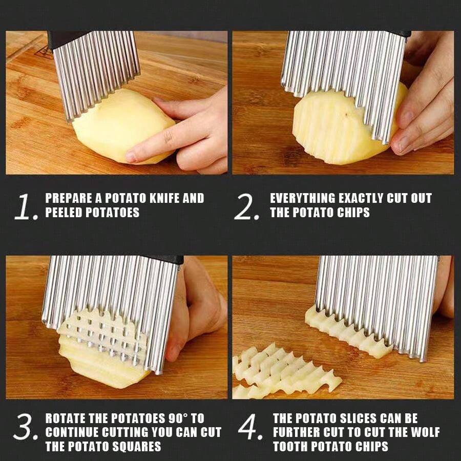 Stainless Steel Potato Cutter Potato Wave Knife Kitchen Tools French ...