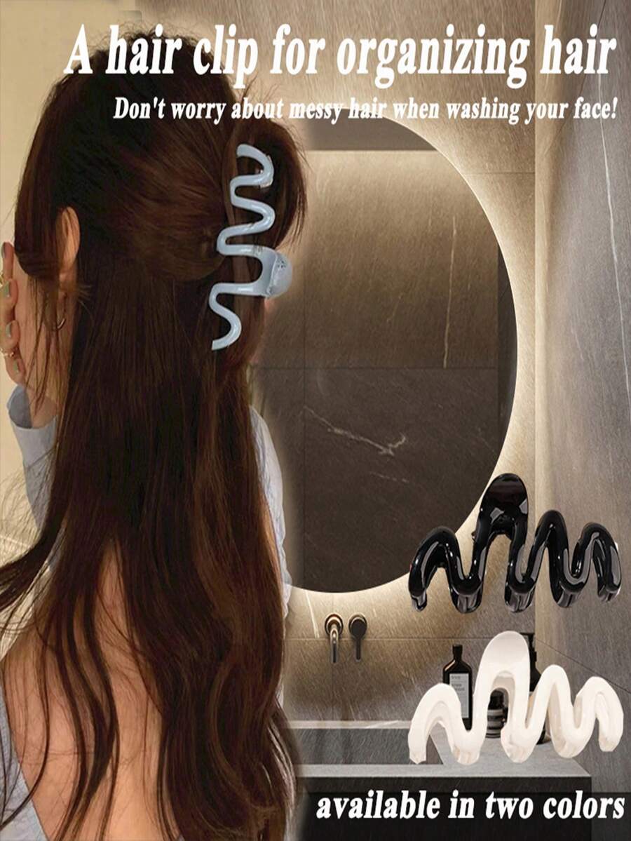 1pc Simple Wave Shaped Hair Clip For Women 11cm Hair Claw Hair ...