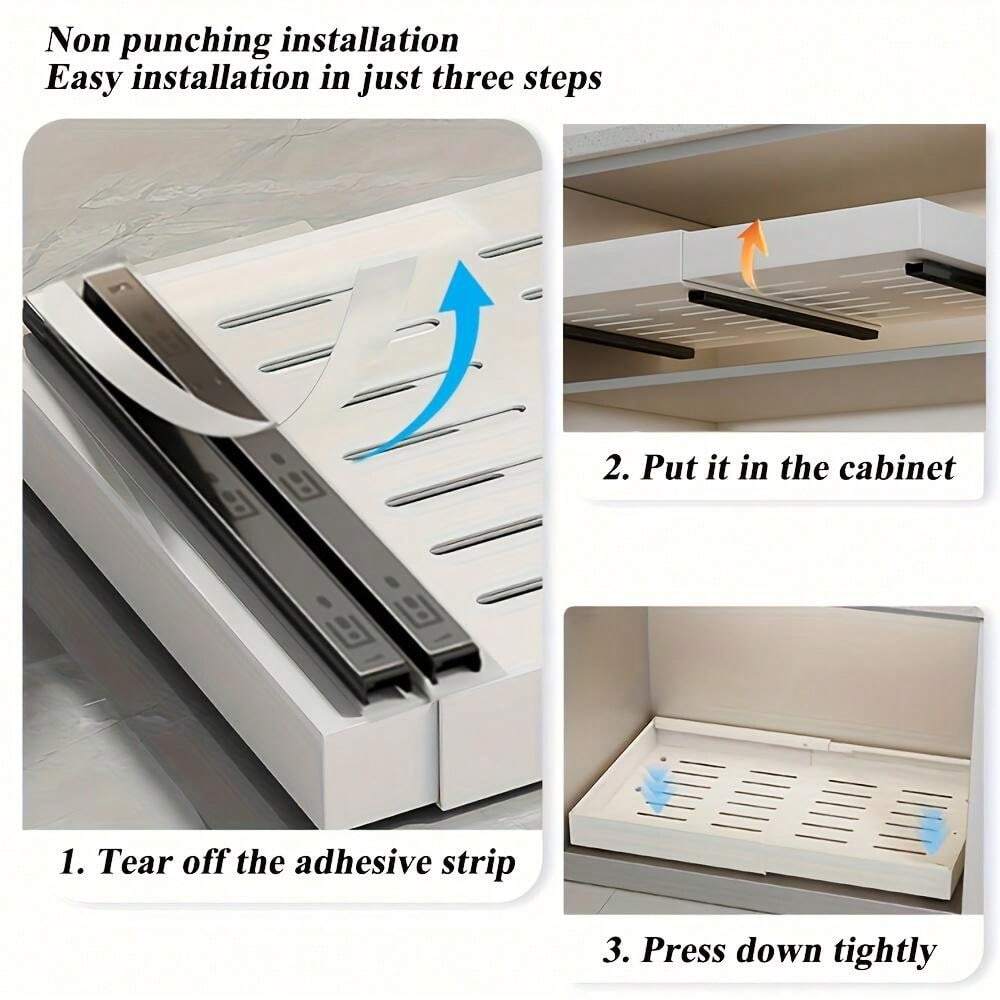 1pc Black Stretchable Retractable Storage Rack, Suitable For Kitchen ...