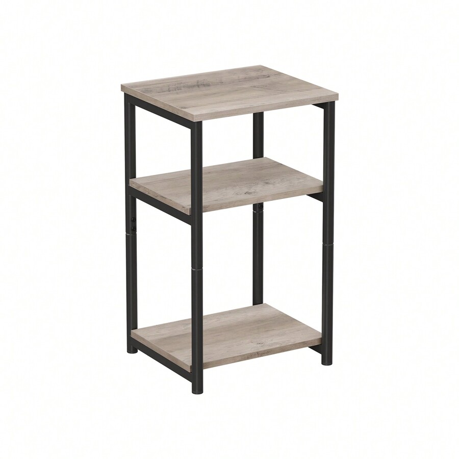 Side Table, End Table With Storage Shelves, 3-Tier Slim Tall Table ...