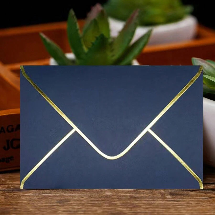 10PCS Envelope Invitation Letter A7 V-Shaped Flipped Envelope With Gold ...