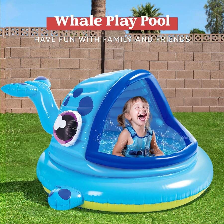 Syncfun 54" X 56" X 28" Kids Inflatable Shade Pool Toddler Whale Pool ...