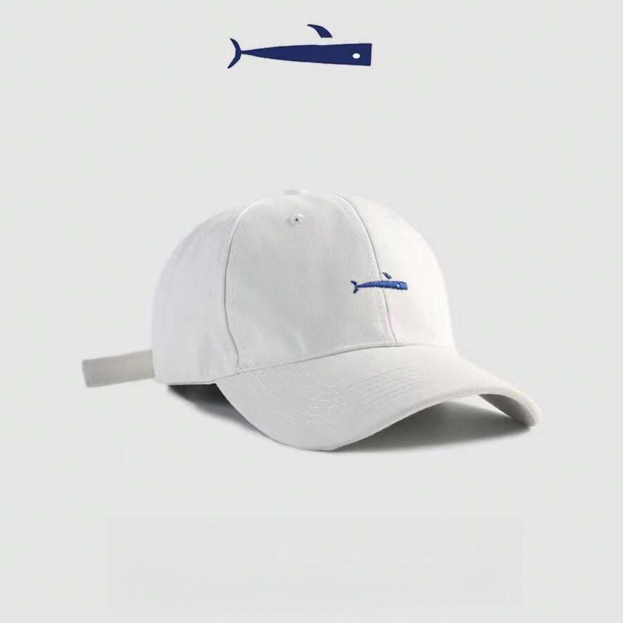 1pc Summer Plain White Baseball Cap For Women/Men, Simple Embroidery ...