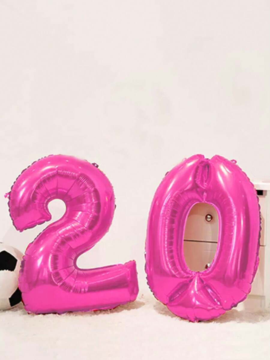 2pcs 32 Inch Pink Number Balloons + Mini Crown Balloons, For Birthday ...