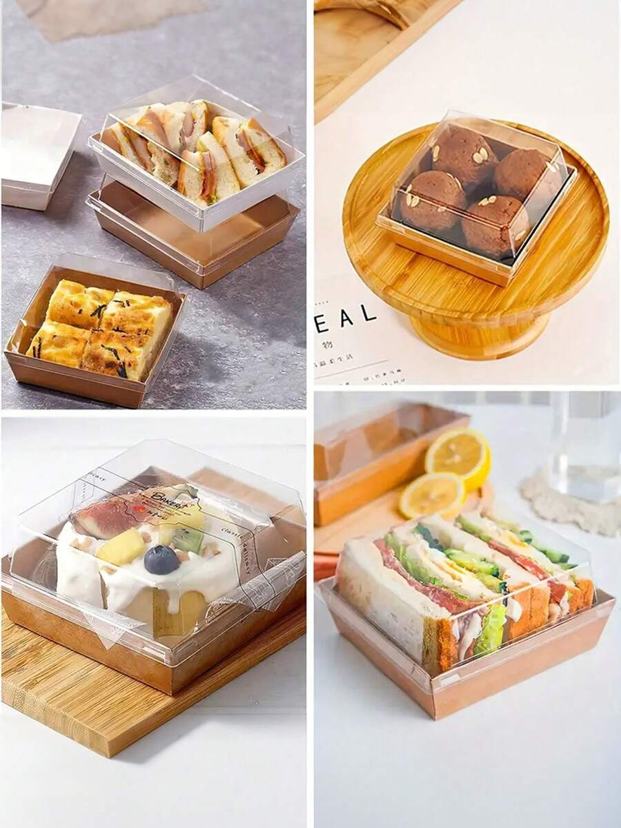 Pack Of 10, Square Food Packaging Boxes, Suitable For Sandwiches, Fried ...
