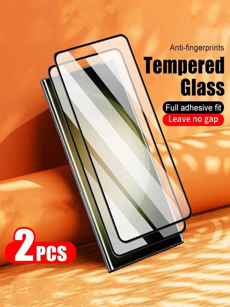 2PCS Protecteur d"écran en verre trempé avec bord noir 9H pour Samsung Galaxy S24 Ultra S23 ...