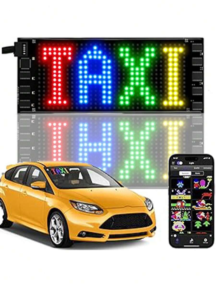 LED Car Sign,Car Accessaries, 7"X3" Flexible LED Car Sign Matrix Panel ...