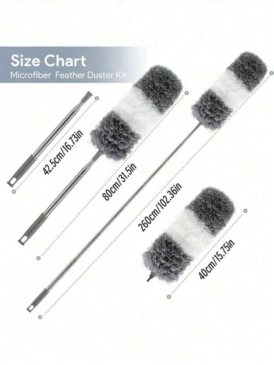 Microfiber Duster, Extendable Feather Duster (Stainless Steel) 25 To 56 ...