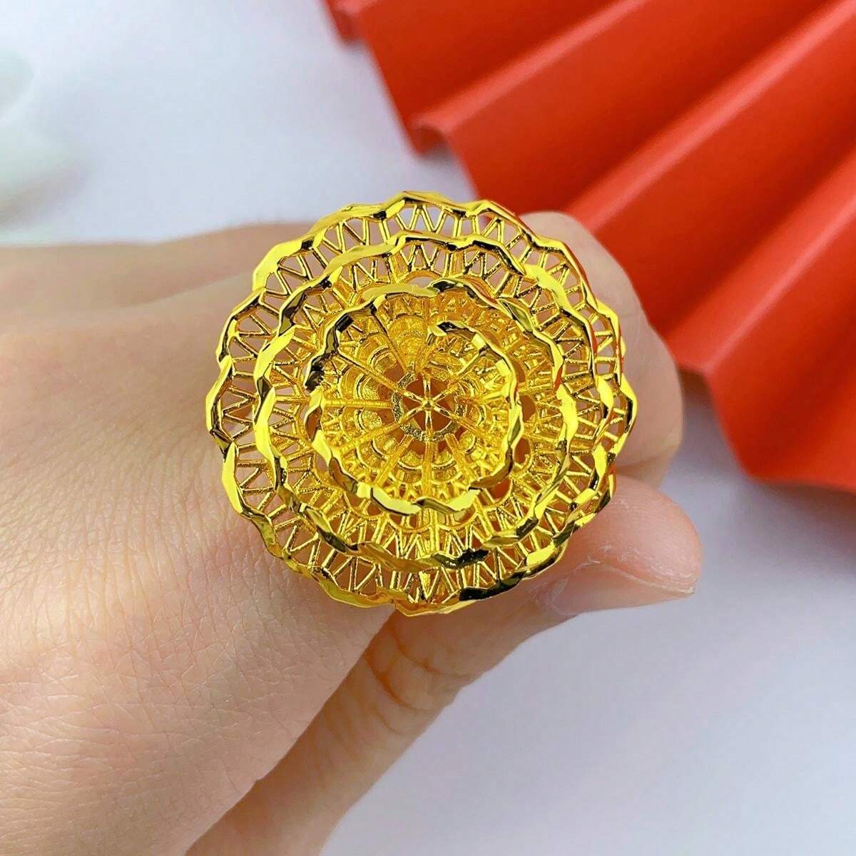 1 bague ouverte plaquée or à la mode en alliage convenable pour les ...