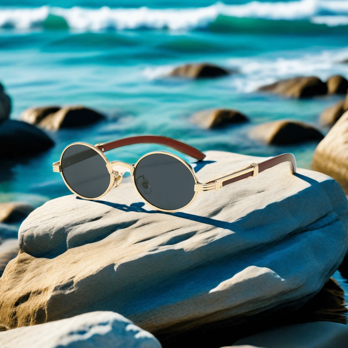 A Pair Of Vintage Round Unpolarized Sunglasses Retro Hoop Tinted Lenses ...