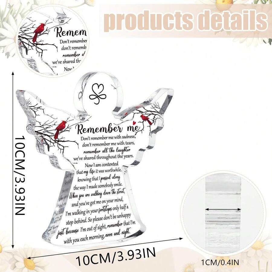 Bereavement Gift Angel Red Cardinal Acrylic Memorial Gift Sympathy ...