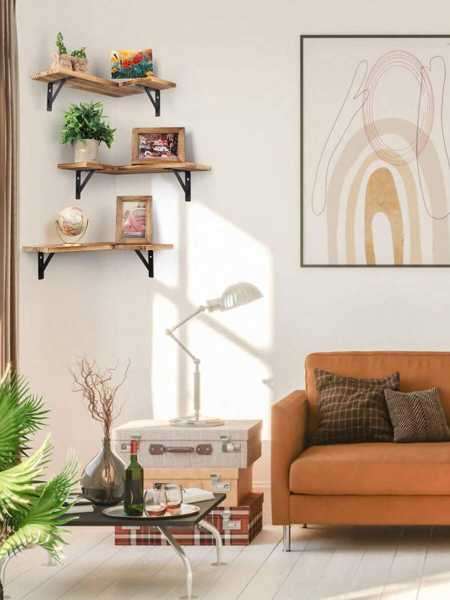 1pc Wooden Display Shelf With Triangle Bracket And One-Character ...
